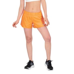 new balance women's impact run 3 inch short, vibrant orange, small