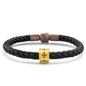 chow sang sang 999 24k solid gold celtic knots faith cross noir charm bracelet for men & women 86640c