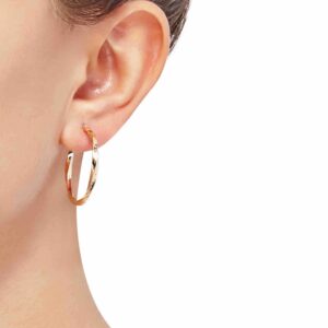 Welry Twisted Hoop Earrings for Women, 14K Yellow Gold, Jewelry Gift Idea, 30mm