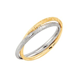 Welry 2mm Interlocking Textured Band Rings in 14K Two-Tone Gold, Size 7.5, Size 7.5