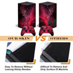 FOTTCZ Vinyl Skin for Xbox Series X Console and Controllers, Sticker Decal Protect Xbox Series X Devices - Red Nebula & Demon Hand