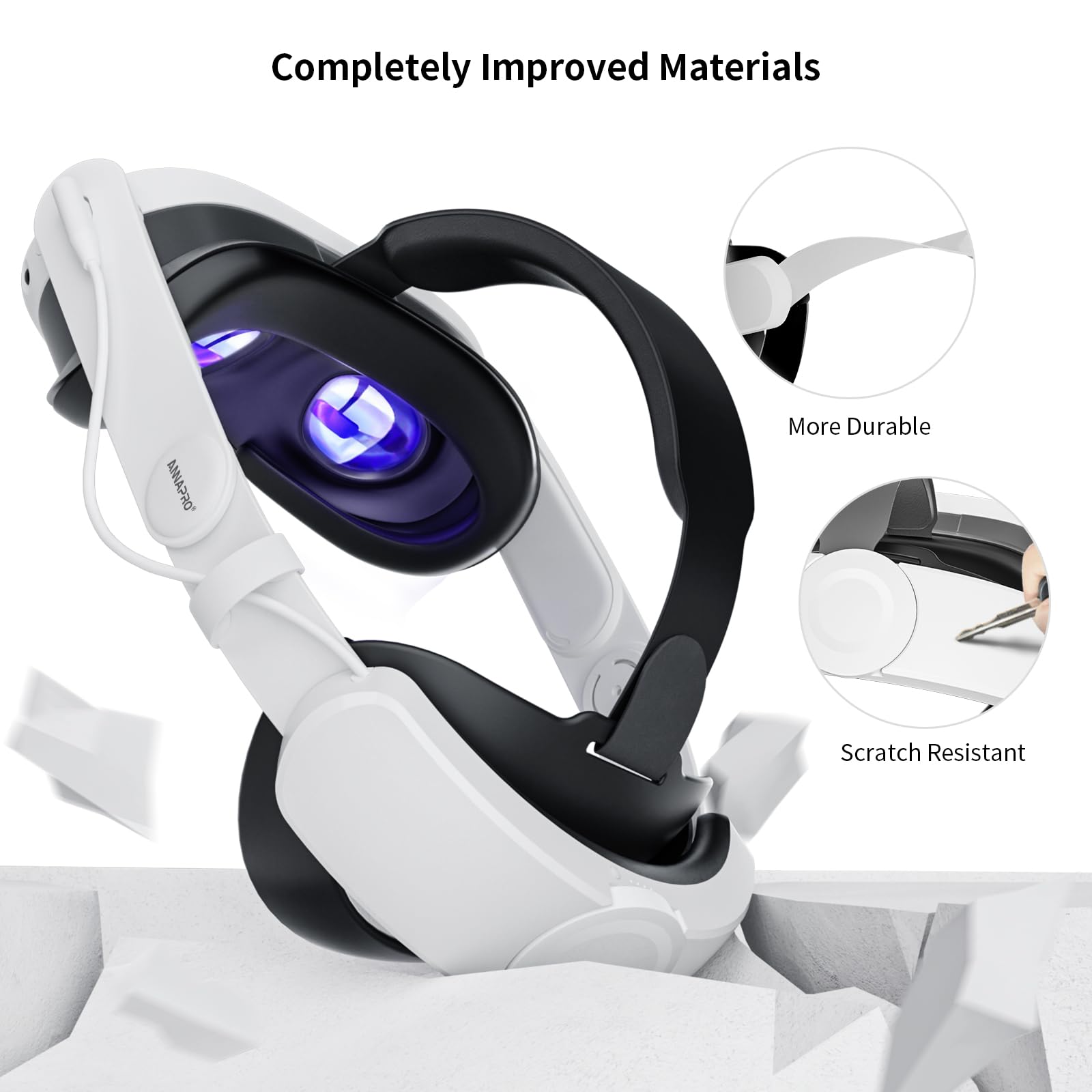 ANNAPRO Battery Head Strap Compatible with Meta Quest 3, Elite Strap with 6500mAh Battery Fast Charging for Oculus/Meta Quest 3 Accessories, Enhance Comfort and Extend Playtime