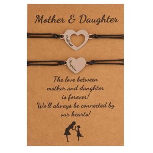 yangqian mother daughter bracelets set for 2 matching bracelets for mom and daughter gift from mom daughter heart bracelets for women