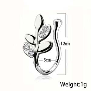 6Pcs Fake Nose Rings, Non-Piercing Clip-On Nose Rings, Glittering Crystal Inlaid Nose Ring, Lovely Heart Shape Star Flower Leaf Charms Stainless Steel Adjustable Body Jewelry Women Girls-gold