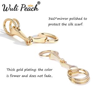 WULI PEACH Horsebit Scarf Ring, Vacuum Plating Stainless Steel eggbutt Equestrian Neck Horsebit Scarf Ring Belt Buckle (Gold+PE Box)