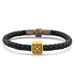 chow sang sang 999 24k solid gold celtic knots noir charm bracelet for men & women 86523c