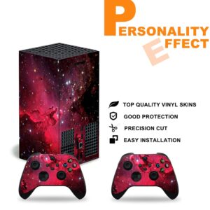 FOTTCZ Vinyl Skin for Xbox Series X Console and Controllers, Sticker Decal Protect Xbox Series X Devices - Red Nebula & Demon Hand