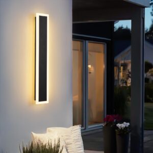 yaowszm outdoor wall light led modern outdoor lights 12w black exterior light fixture 23.6in acrylic outdoor sconce lights ip65 for porch patio garage garden