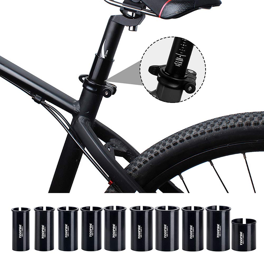 Bike SeatPost Adapter Shim, 25.4/27.2/28.6/30.4/30.8/31.6/33.9/34.9mm Aluminum Alloy Bicycle Reducing Sleeve Seat Post Tube Adapter Shim for MTB,Mountain,City Bike,Road Bike(27.2 to 31.6mm)