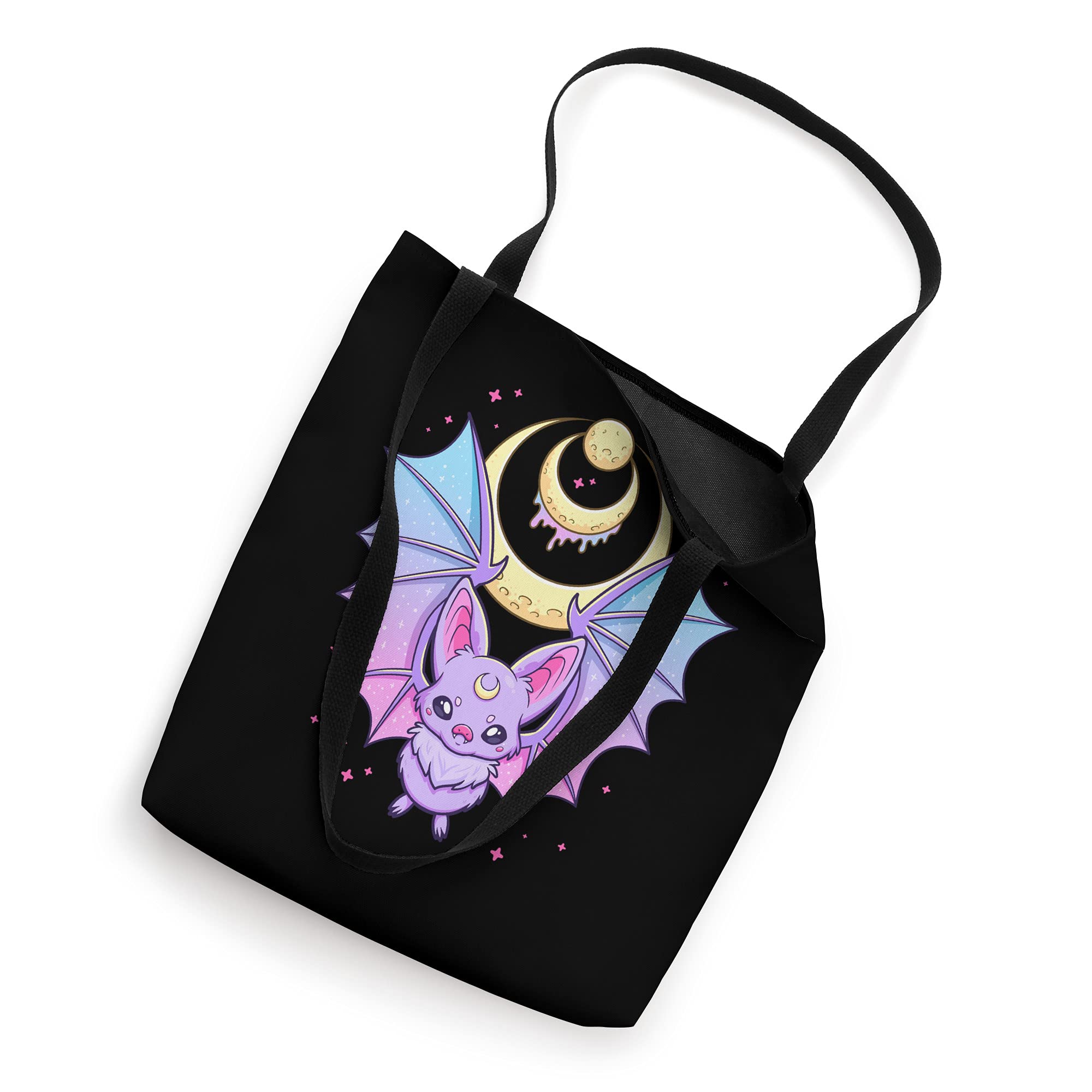 Kawaii Pastel Goth Cute Creepy Crescent Moon Bat Tote Bag