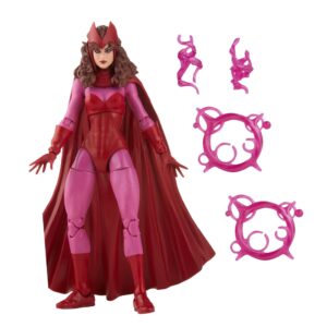 marvel legends series scarlet witch 6-inch retro packaging action figure toy, 4 accessories