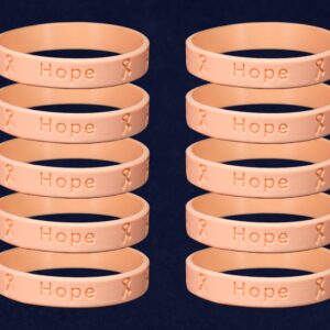 10 Pack Peach Awareness Silicone Bracelets – Peach Rubber Wristbands for Endometrial Cancer & Uterine Cancer Awareness - Perfect for People with Small Wrist