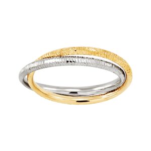 welry 2mm interlocking textured band rings in 14k two-tone gold, size 7.5, size 7.5