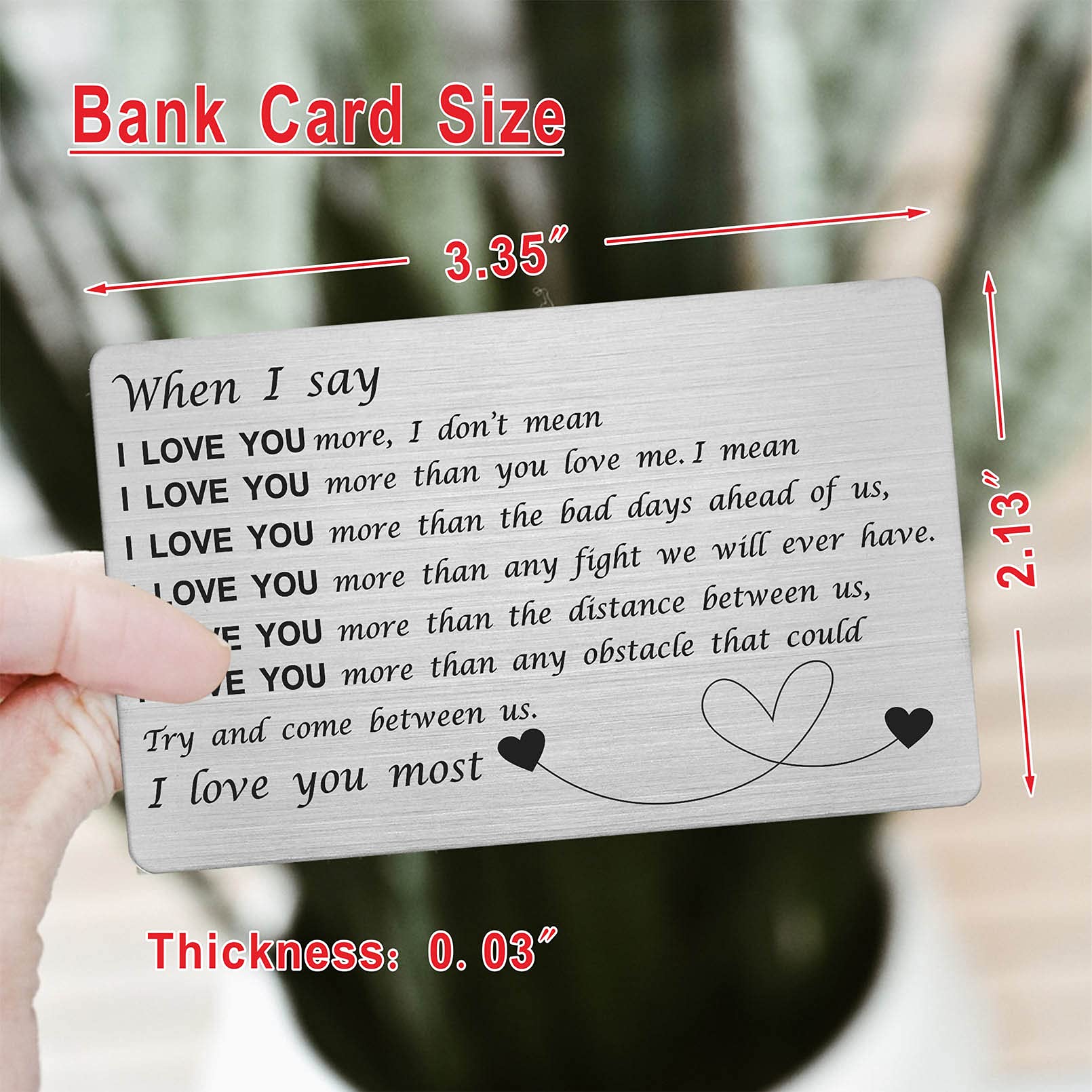 When I Say I Love You More, I Love You Most Gifts for Husband, Engraved Wallet Card Insert for Men, Personalized Anniversary Present Ideas