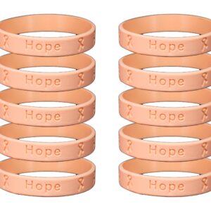 10 Pack Peach Awareness Silicone Bracelets – Peach Rubber Wristbands for Endometrial Cancer & Uterine Cancer Awareness - Perfect for People with Small Wrist