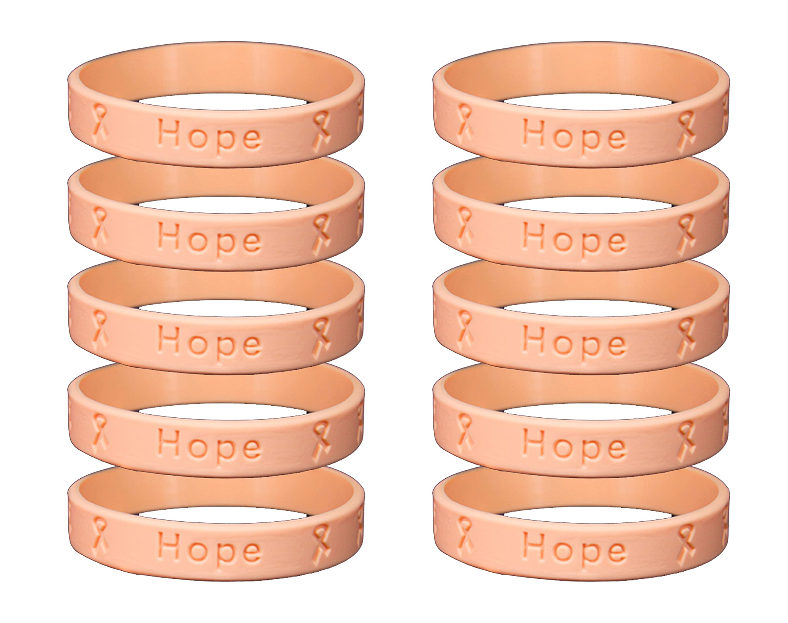 10 Pack Peach Awareness Silicone Bracelets – Peach Rubber Wristbands for Endometrial Cancer & Uterine Cancer Awareness - Perfect for People with Small Wrist