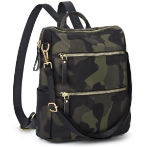 uto camo waterproof backpack for women durable nylon multipurpose roomy multi pockets travel business shoulder bag zoya camo green