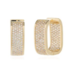 14k gold plated cubic zirconia huggie cuff earrings for women hoop earrings