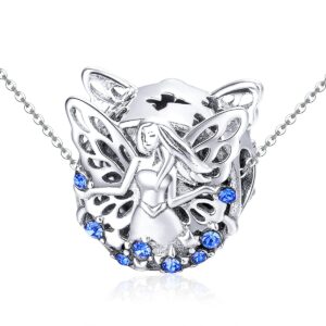 XNTBX Bracelet Charm Bead Blue Elf Fairy DIY Charm 925 Sterling Silver Fits Pandora Bracelet Necklace, European Charms Bracelet