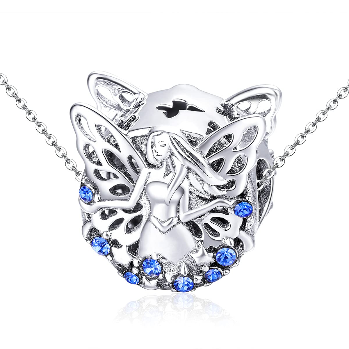 XNTBX Bracelet Charm Bead Blue Elf Fairy DIY Charm 925 Sterling Silver Fits Pandora Bracelet Necklace, European Charms Bracelet