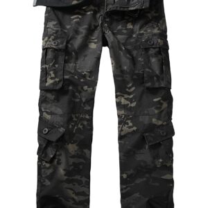 GSGGIG Men's Outdoor Hiking Pants, Tactical Pants Lightweight Casual Work Ripstop Cargo Pants for Men with Pockets No Belt 3355 Black CP CAMO 44