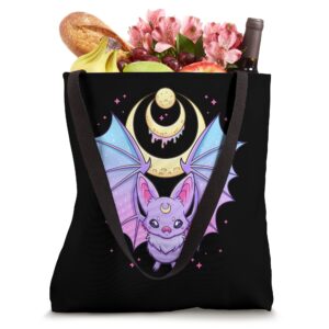 Kawaii Pastel Goth Cute Creepy Crescent Moon Bat Tote Bag