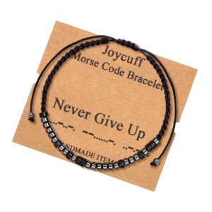 joycuff inspirational gifts morse code bracelets for women men motivational encouragement graduation gifts for daughter niece coworkers friends handmade bead jewelry never give up