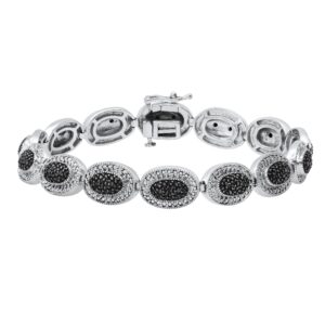 dazzlingrock collection 0.20 carat (ctw) round black diamond ladies cluster style oval shape tennis bracelet 1/5 ct, 925 sterling silver