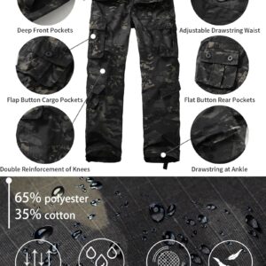 GSGGIG Men's Outdoor Hiking Pants, Tactical Pants Lightweight Casual Work Ripstop Cargo Pants for Men with Pockets No Belt 3355 Black CP CAMO 44