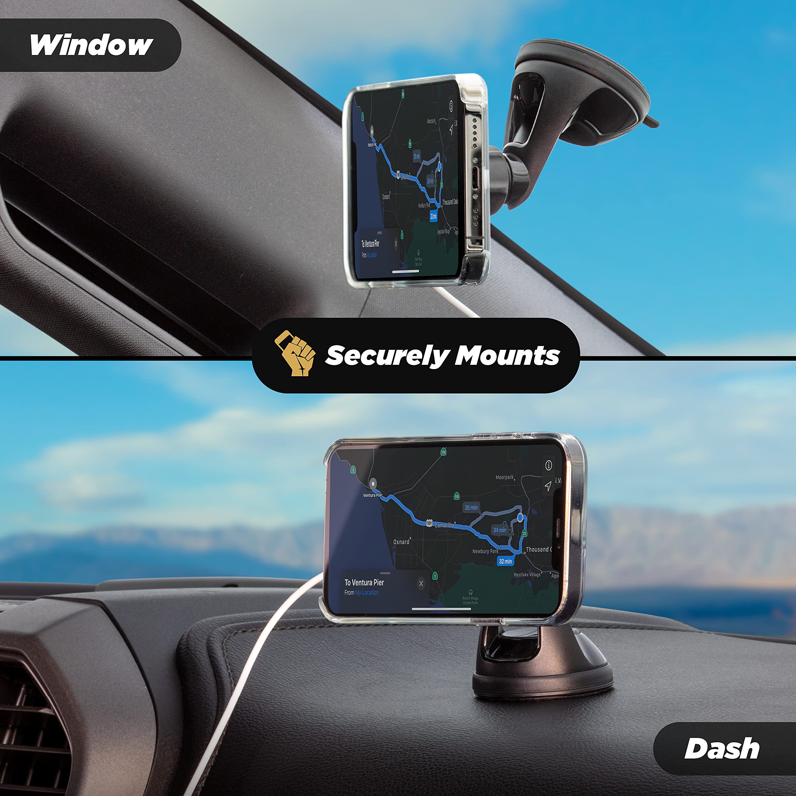 Scosche MSHWDPD20 MagicMount Windshield/Dashboard Suction Cup Mount for MagSafe Wireless Charger, (Charger not Included) Car Stand for MagSafe Charging Pad Compatible w/ iPhone 15/14/13/12/Pro/Pro Max