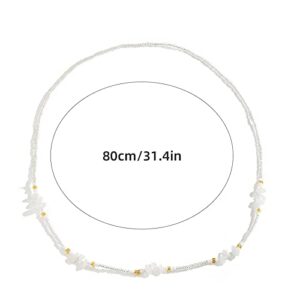 African Opal Beads Waist Chain Elastic Seed Beads Belly Body Chain Summer Beach Waist Jewelry Beads Bracelet Beads Anklet Body Accessories for Women (Color 3)