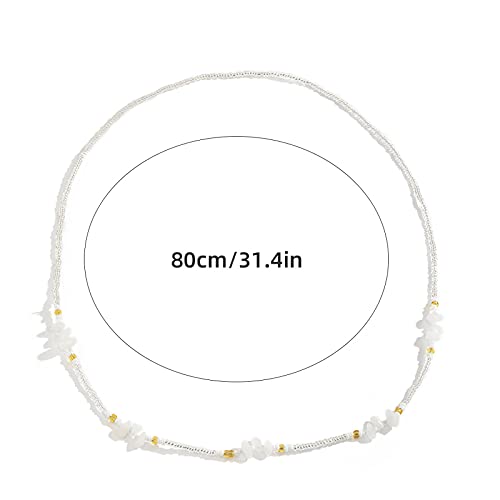 African Opal Beads Waist Chain Elastic Seed Beads Belly Body Chain Summer Beach Waist Jewelry Beads Bracelet Beads Anklet Body Accessories for Women (Color 3)