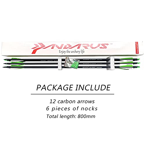 PANDARUS Archery 32Inch Carbon Practice Hunting Arrows with Removable for Youth Compound & Recurve Bow Target Pack of 12 (Green)