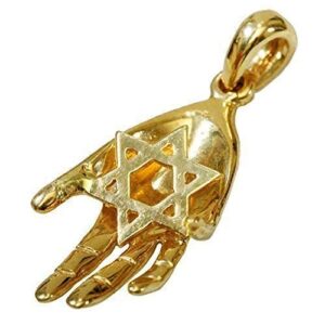 baltinester handmade 3d hamsa hand holding a star of david pendant in 14k yellow gold jewish jewelry 0.82 x 0.59 inch jewelry