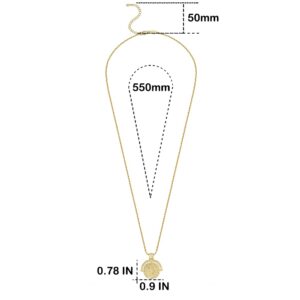 FRUMOS 18K Gold Plated Long necklace for Girls classic Retro Reimagined rope chain Pendant necklace roman arc coin gold vermeil ridge cross necklace apollo medallion coin Gold Necklaces for Womens