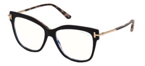 tom ford ft 5704-b blue block black havana/blue filter 54/15/140 women eyewear frame