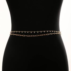 Reetan Pearl Layered Belly Body Chain Gold Body Chains Tassel Waist Chain Beach Bikini Body Jewelry Accessories for Women and Girls