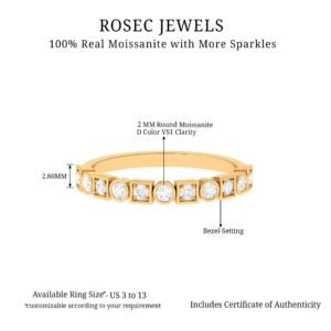 Rosec Jewels Certified Moissanite Eternity Anniversary Band Ring for Women, D Color Vs1 Clarity, 14K Yellow Gold, Size:US 7.00