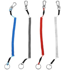 vicasky 4pcs miss rope wallet spring coil rope key lanyard lanyards for keys for men fishing rope bag tool spiral spring lanyard keyring accessories tpu travel metallic line steel wire