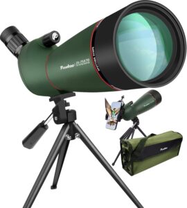 pankoofamily 25-75x70 hd spotting scope hunting spotting scopes with smartphone mount kit, tripod and bak4 45 degree angled eyepiece telescope for bird watching target shooting wildlife