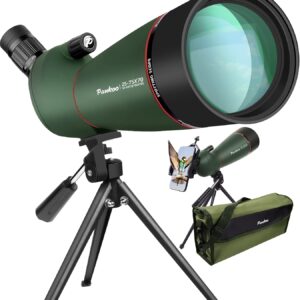 PankooFamily 25-75X70 HD Spotting Scope Hunting Spotting Scopes with Smartphone Mount Kit, Tripod and BAK4 45 Degree Angled Eyepiece Telescope for Bird Watching Target Shooting Wildlife