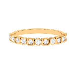 rosec jewels certified moissanite eternity anniversary band ring for women, d color vs1 clarity, 14k yellow gold, size:us 7.00