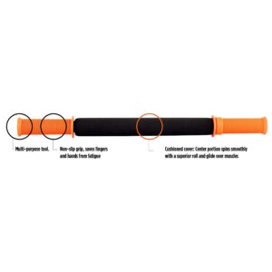 Tiger Tail Bundle: 18in Portable Massage Stick Portable Roller + The Big One Foam Roller + The Stretchy Tiger 80" Stretch/Yoga Strap + Happy Muscles Book