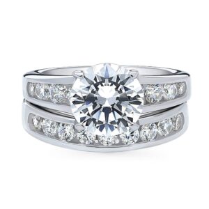 BERRICLE Sterling Silver Solitaire Wedding Engagement Rings 2.7 Carat Round Cubic Zirconia CZ Ring Set for Women, Rhodium Plated Size 7