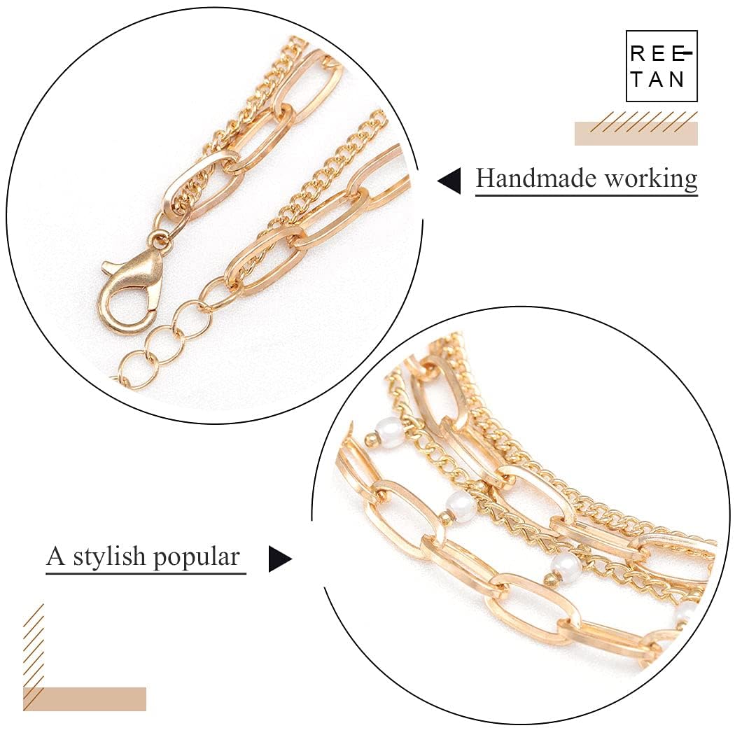 Reetan Pearl Layered Belly Body Chain Gold Body Chains Tassel Waist Chain Beach Bikini Body Jewelry Accessories for Women and Girls