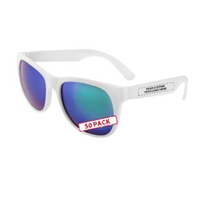 discount promos personalized uv protected color lens sunglasses with white frames - 50 pack - sunglasses - customizable text, logo - blue