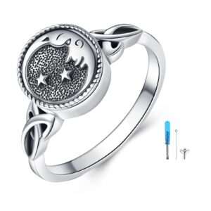 yafeini moon and star urn ring for ashes sterling silver memorial keepsake rings cremation jewelry for women