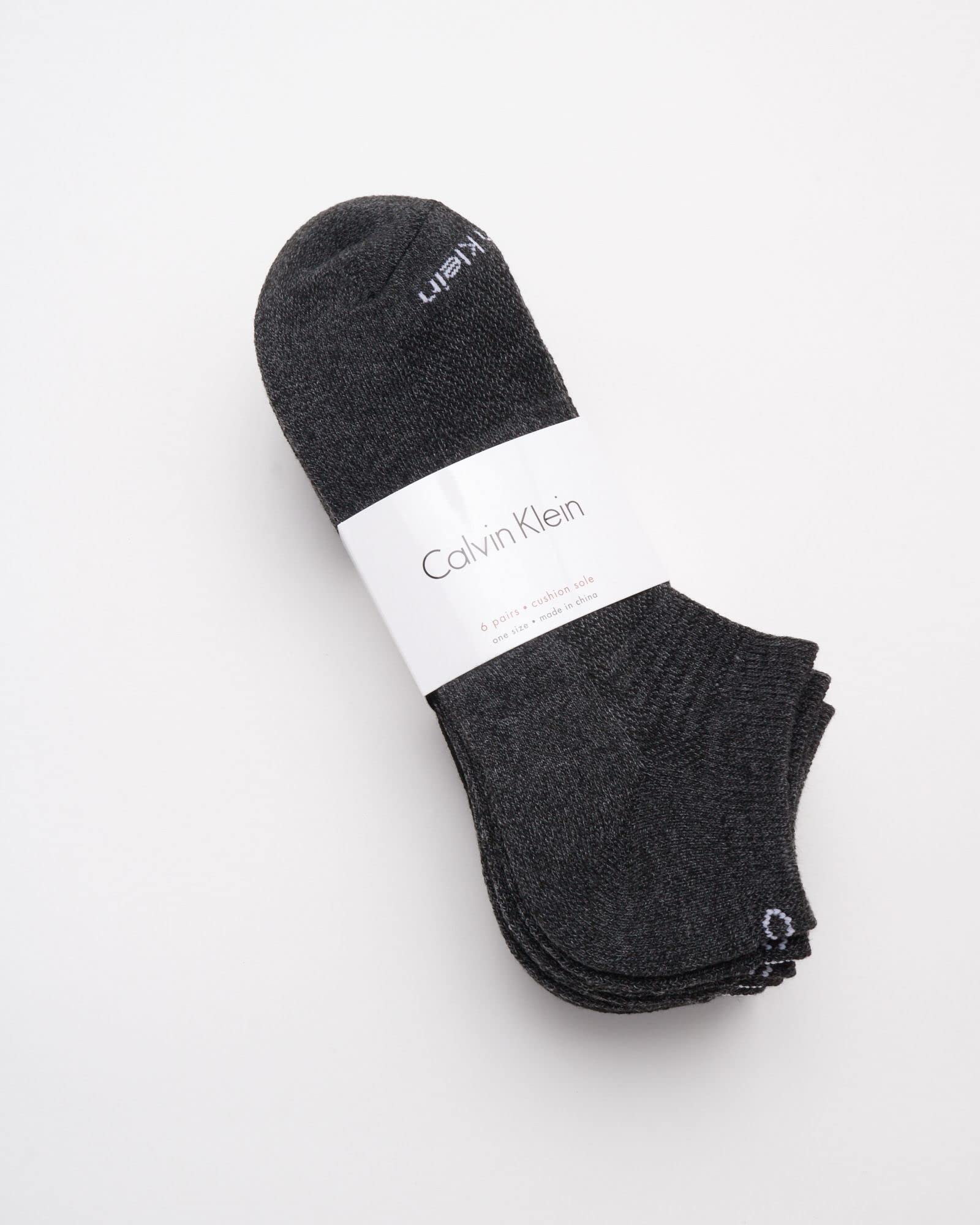 Calvin Klein Men's Socks - No Show Ankle Socks (6 Pack), Size 7-12, BlackCharcoal