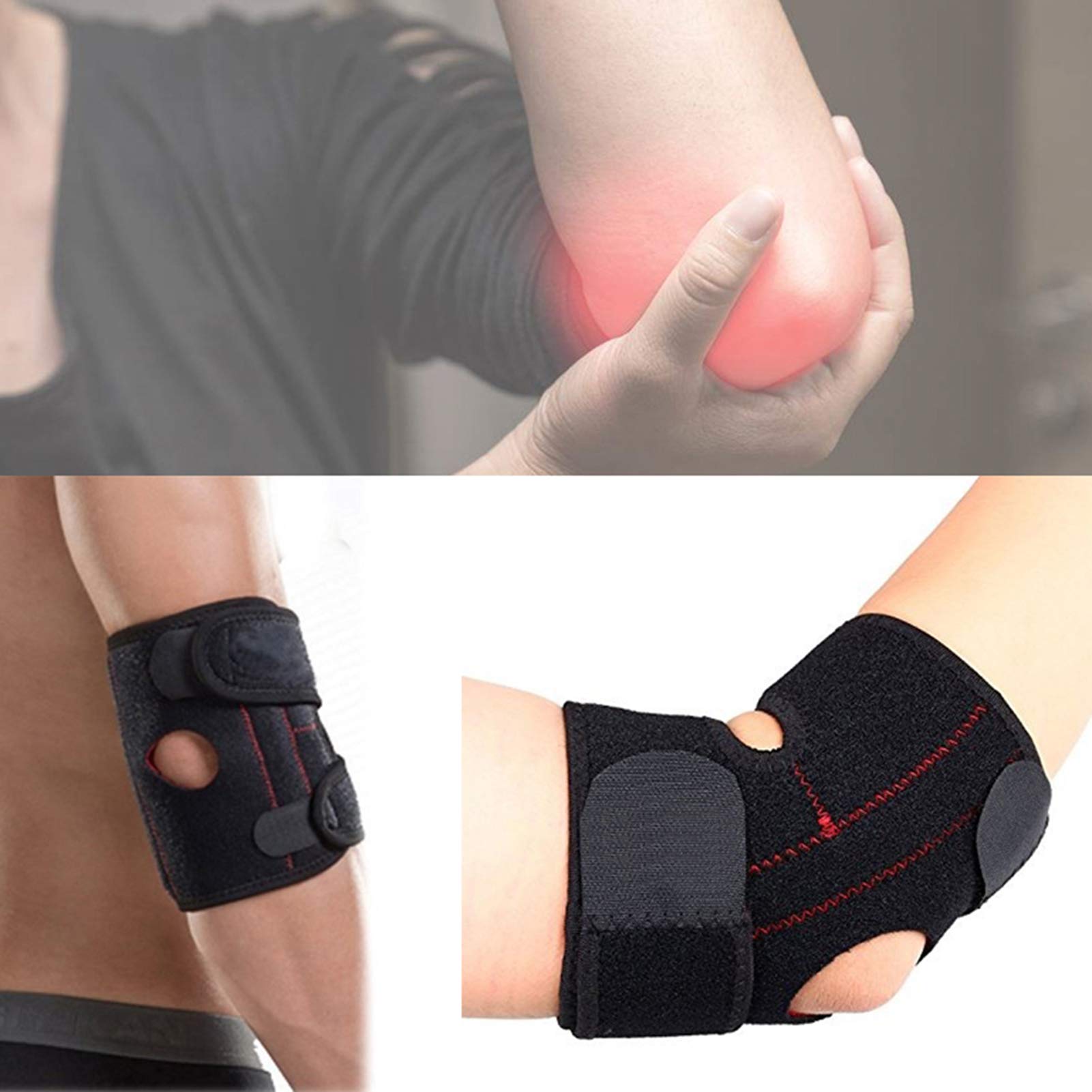 ZJchao Elbow Support, Adjustable Neoprene Tennis Golfers Elbow Brace Wrap Arm Support Strap Band Great for Joint Arthritis Pain Relief Tendonitis Sports Injury Recovery Pain Relief