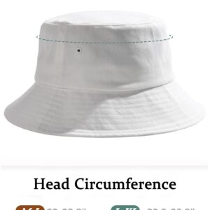 Camptrace Bucket Hats for Women Men Washed Cotton Bucket Hat Packable Sun Hats Summer Beach Hat with Detachable String Canvas White Medium-Large